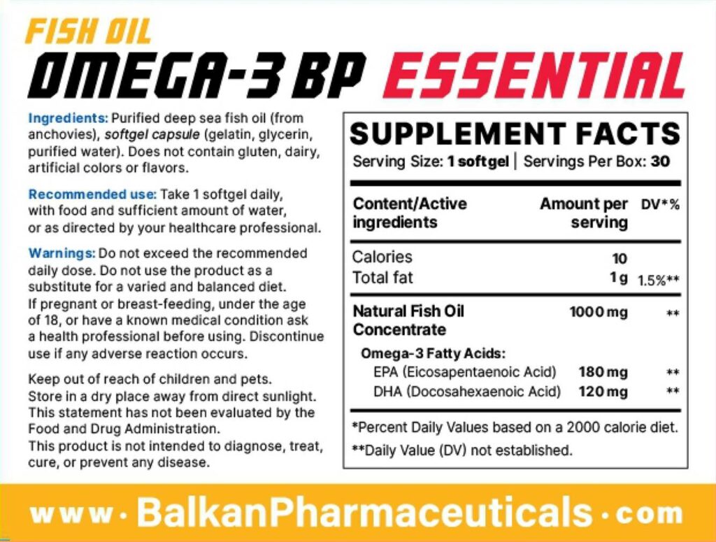 Omega 3 Essential (Balkan Pharma) (1000mg x 30 Gélules)
